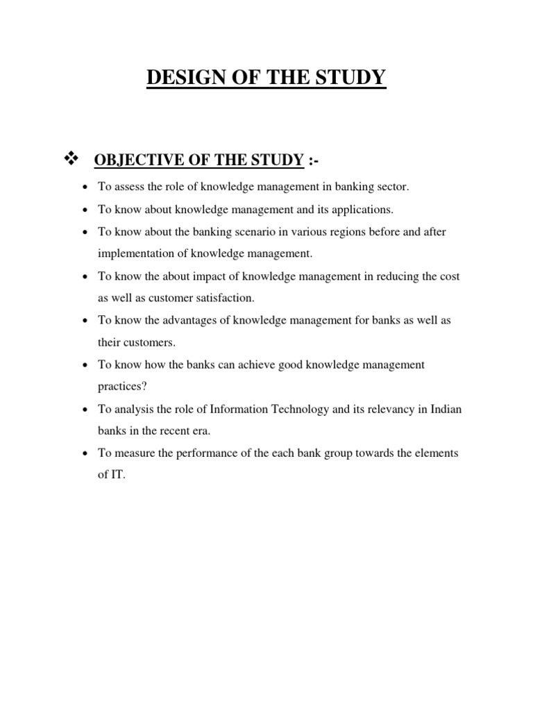 Design of Study | PDF | Knowledge Management | Banks