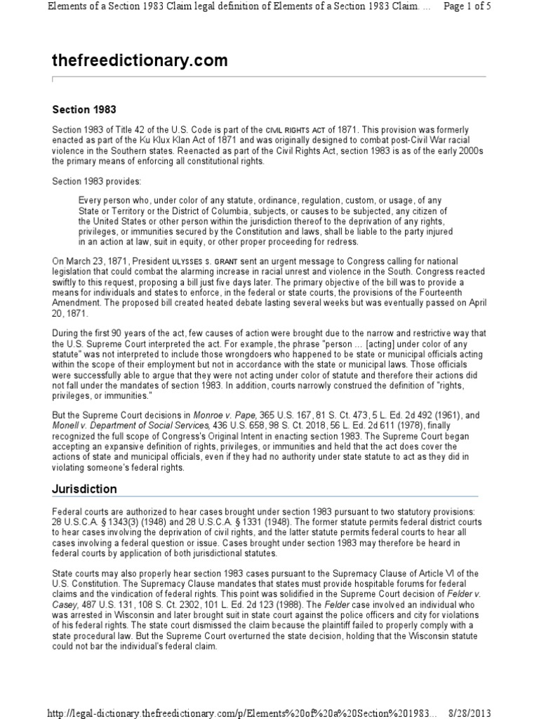 Elements of Section 1983 Claim | Collateral Estoppel | Damages