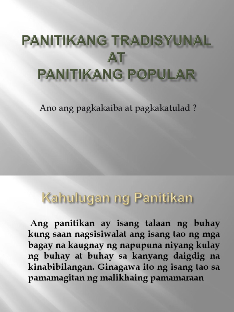Panitikang Tradisyunal at Popular | PDF