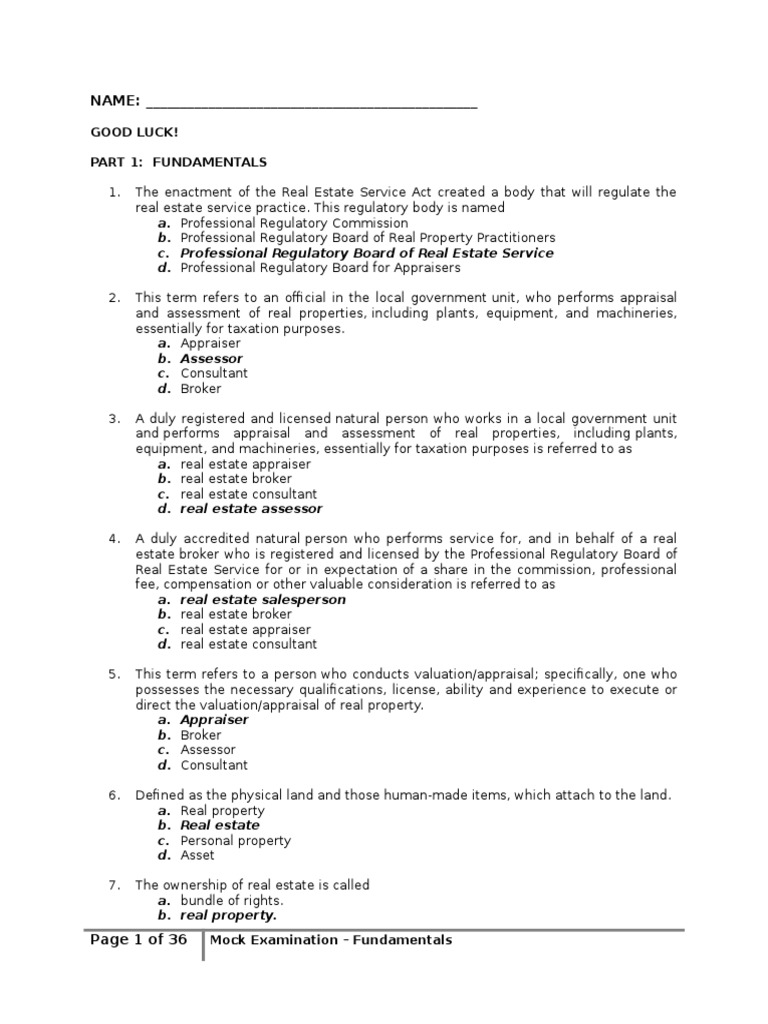 Real Estate Appraiser Exam Practice Test | PDF | Real Estate Appraisal ...