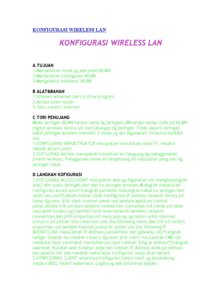 Konfigurasi Wireless Lan | PDF