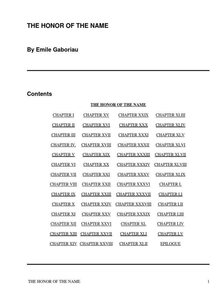 The Honor of The Name by Gaboriau, Émile, 1832-1873 | PDF | Classics