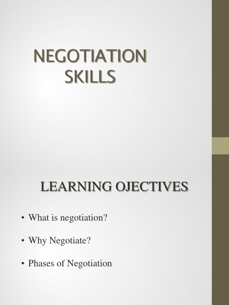 Negotiation Skills | PDF | Bargaining | Negotiation