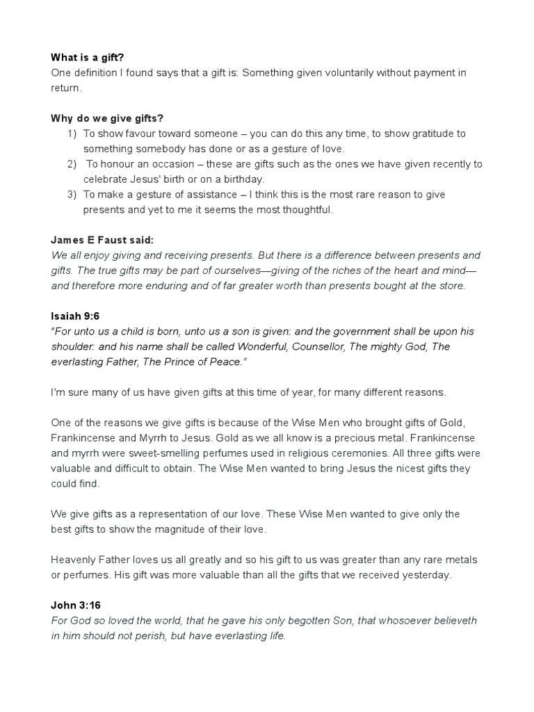 Jesus Christ The Greatest Gift of All Time | PDF | Abrahamic Religions ...