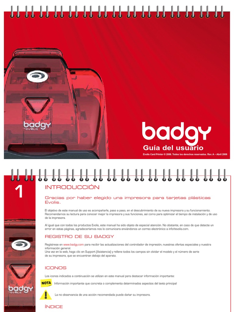 Badgy User S Guide RevA ES | PDF | Impresora (Computación) | USB