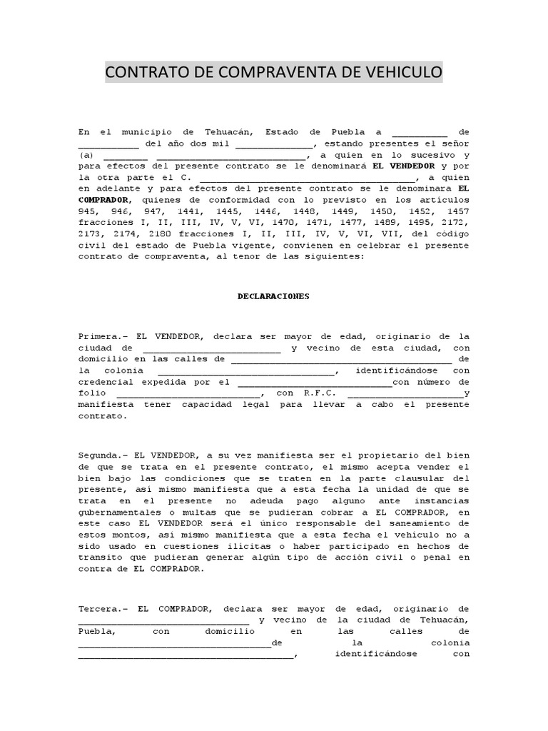 Contratos En Blanco Para Imprimir CONTRATO DE COMPRAVENTA EN GENERAL