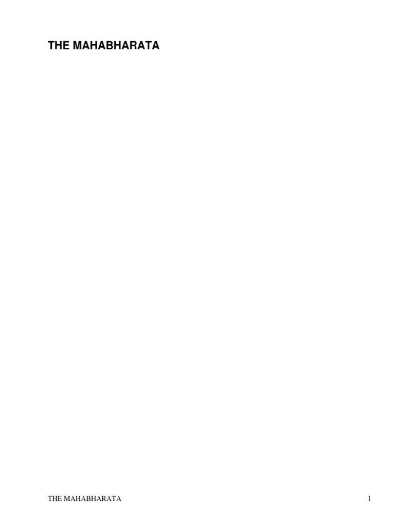 The Mahabharata 1 | PDF | Hindu Mythology | Vaishnava Texts