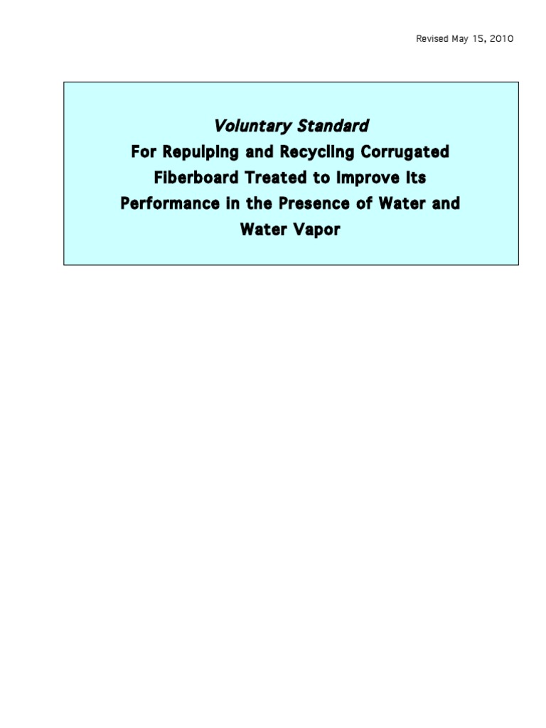 Repulping & Recycling Standard for Corrugated | PDF | Recycling | Pulp ...