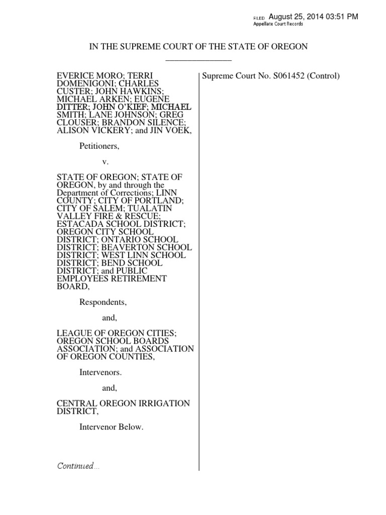 STATE OF OREGON Answer Brief | PDF | Contract Clause | Article One Of ...