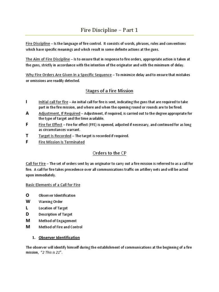 Fire Discipline - Part 1 | PDF | Ammunition | Artillery