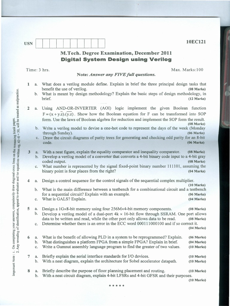 Digital System Design Using Verilog December 2011 | PDF | Boolean ...