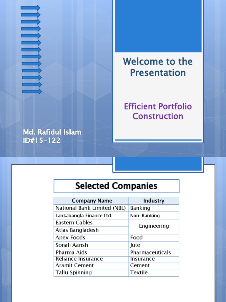 Welcome To The Presentation: Efficient Portfolio Construction | Download Free PDF | Portfolio ...