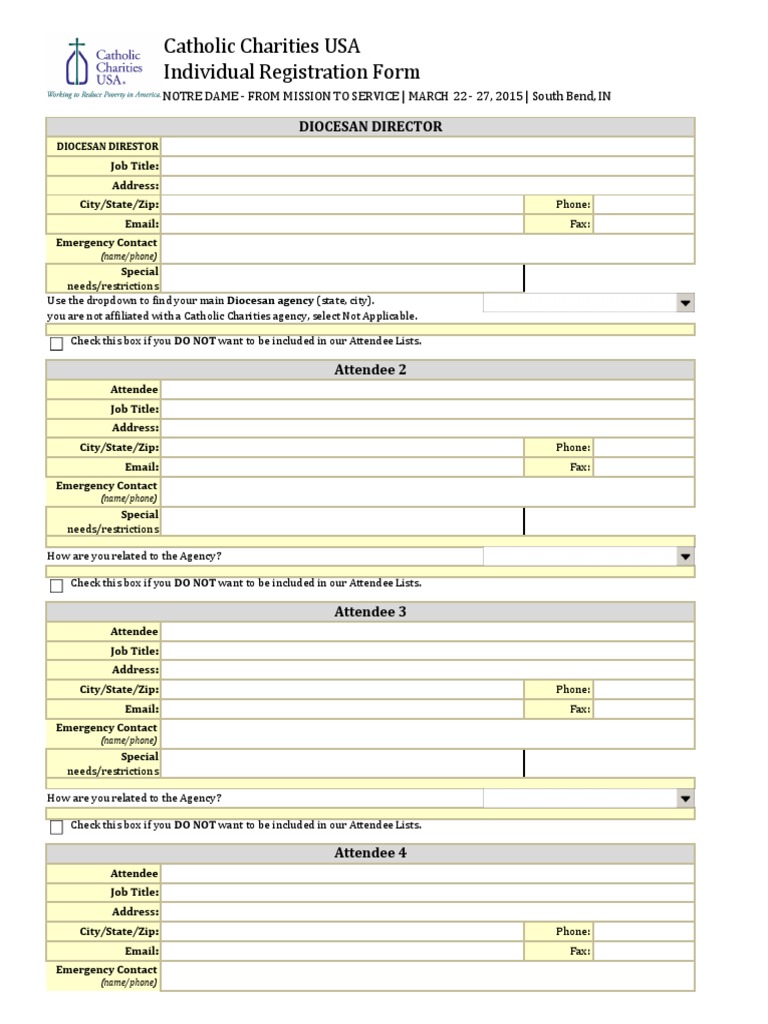 Catholic Charities USA Registration Form | PDF | California | Business
