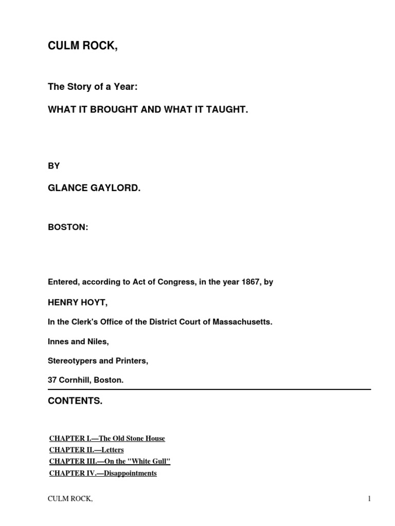 Culm RockThe Story of A Year: What It Brought and What It Taught by ...