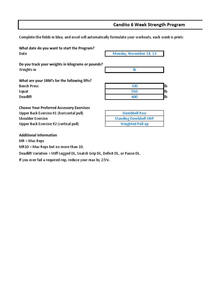 Candito 6 Week Program | PDF | Management Of Obesity | Individual Sports