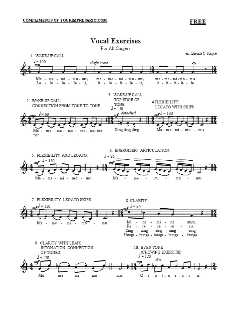 Vocal Exercises: For All Singers | PDF | Singing | Breathing