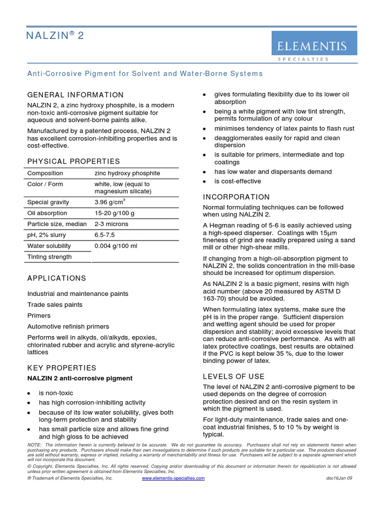 Elementis-Nalzin 2 | PDF | Paint | Industries