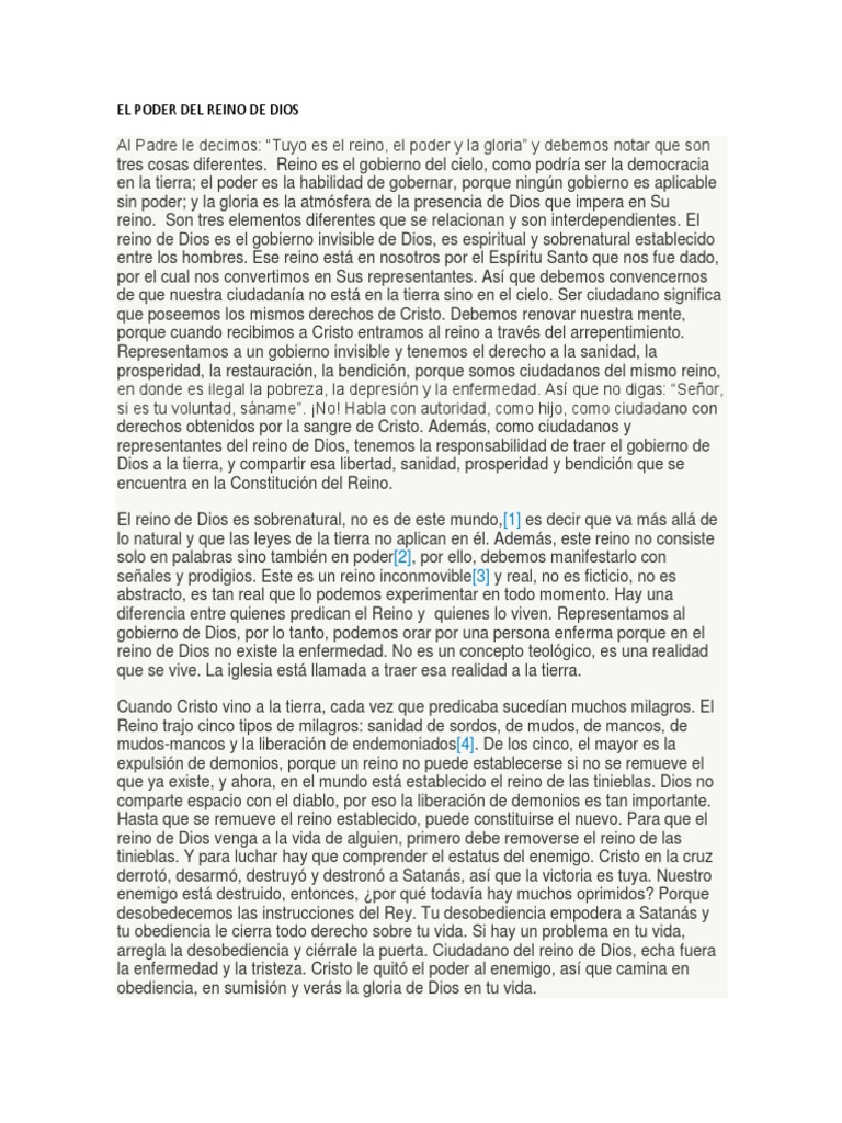 El Poder Del Reino de Dios | PDF | Cristo (título) | Reinado y reino de ...
