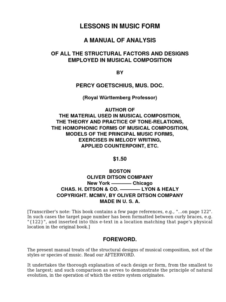 Lessons in Music Form: A Manual of Analysis | PDF | Rhythm | Musical Forms