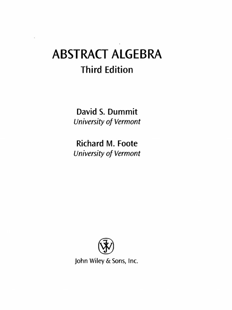 Abstract Algebra Third Edition, Group Theory (Foote Dummit) | PDF