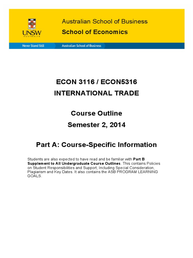 ECON3116 5316 International Trade PartA S22014 | PDF | Business