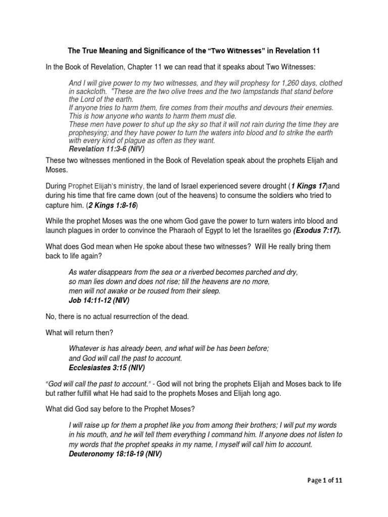The True Meaning and Significance of The "Two Witnesses" in Revelation ...