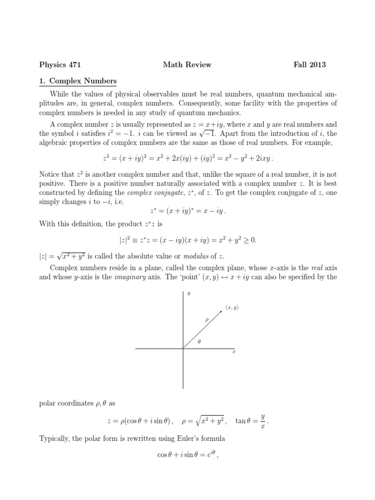 Quantum Mechanics Math Review | Complex Number | Matrix (Mathematics)
