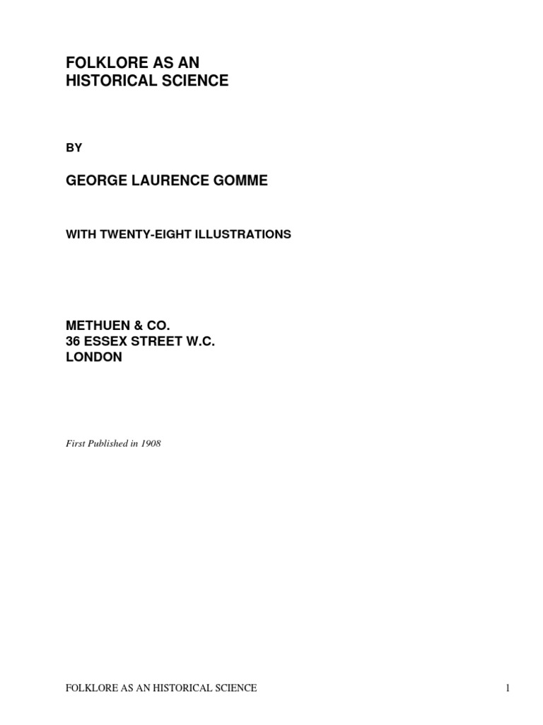 Folklore As An Historical Science by Gomme, George Laurence | PDF ...