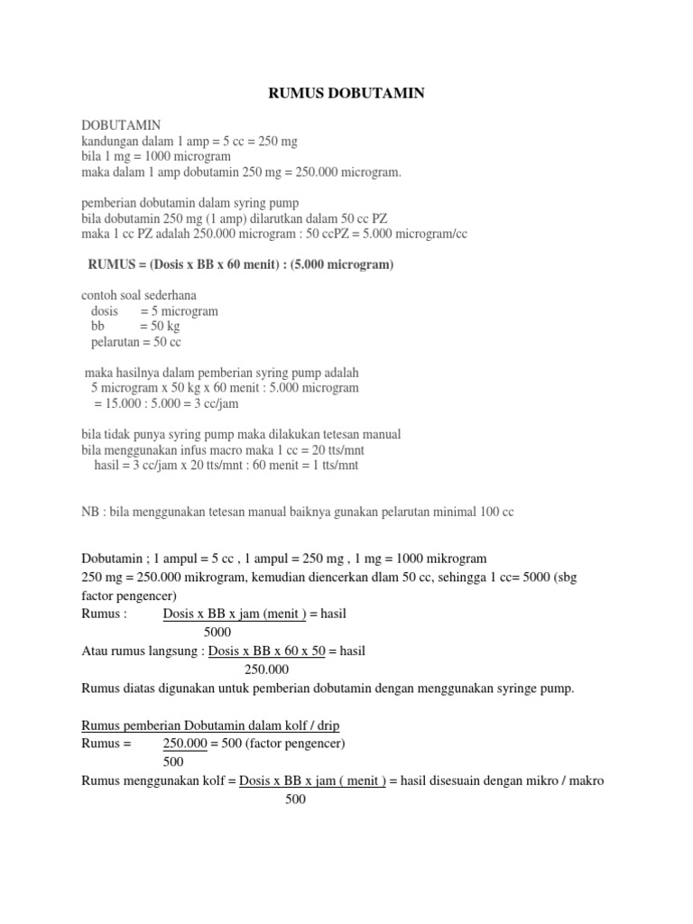 Tatalaksana Dobutamin 1 | PDF