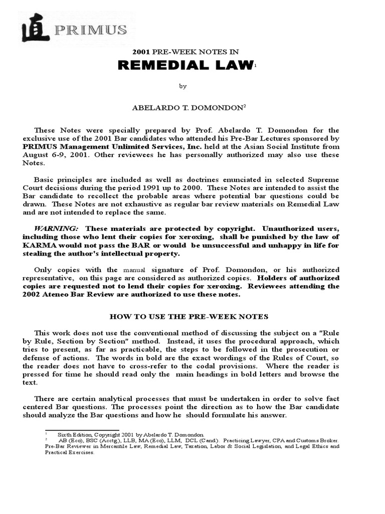 Pre Week Remedial Law | PDF