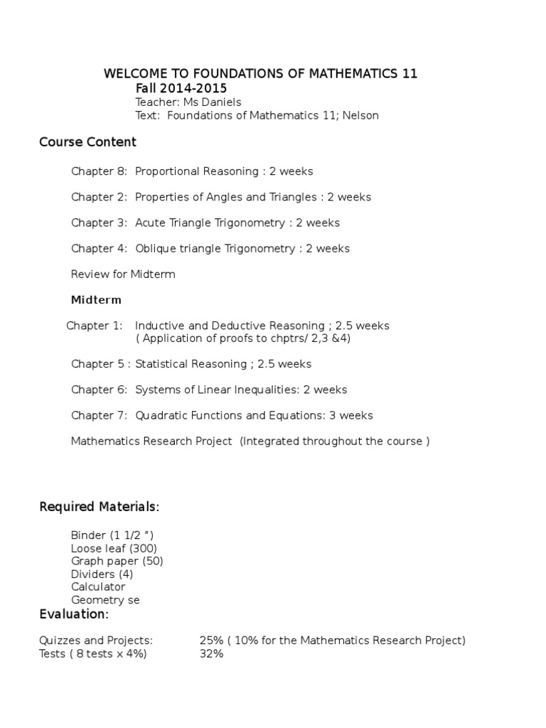 Intro Fom 11 | PDF | Teaching Mathematics | Reason