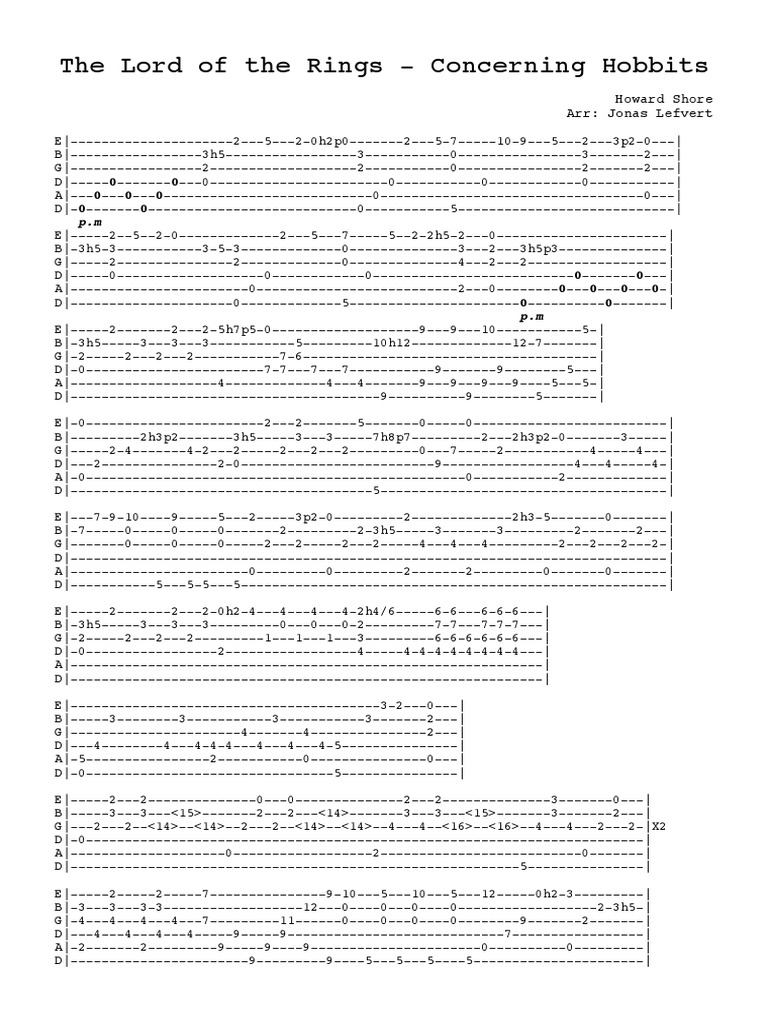Concerning Hobbits Guitar Tabs | PDF