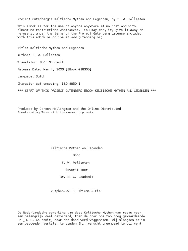 Keltische Mythen and Legenden by Rolleston, T. W., 1857-1920 | PDF