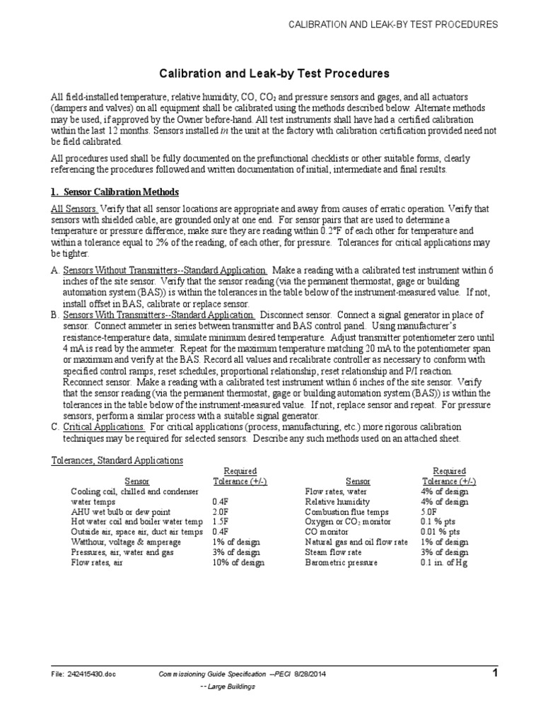Calibration and Leak-By Test Procedures | PDF | Valve | Calibration