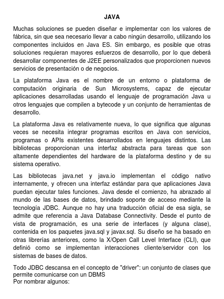 Plataformas (Liz) | PDF | Java (plataforma de software) | Java (lenguaje de programación)