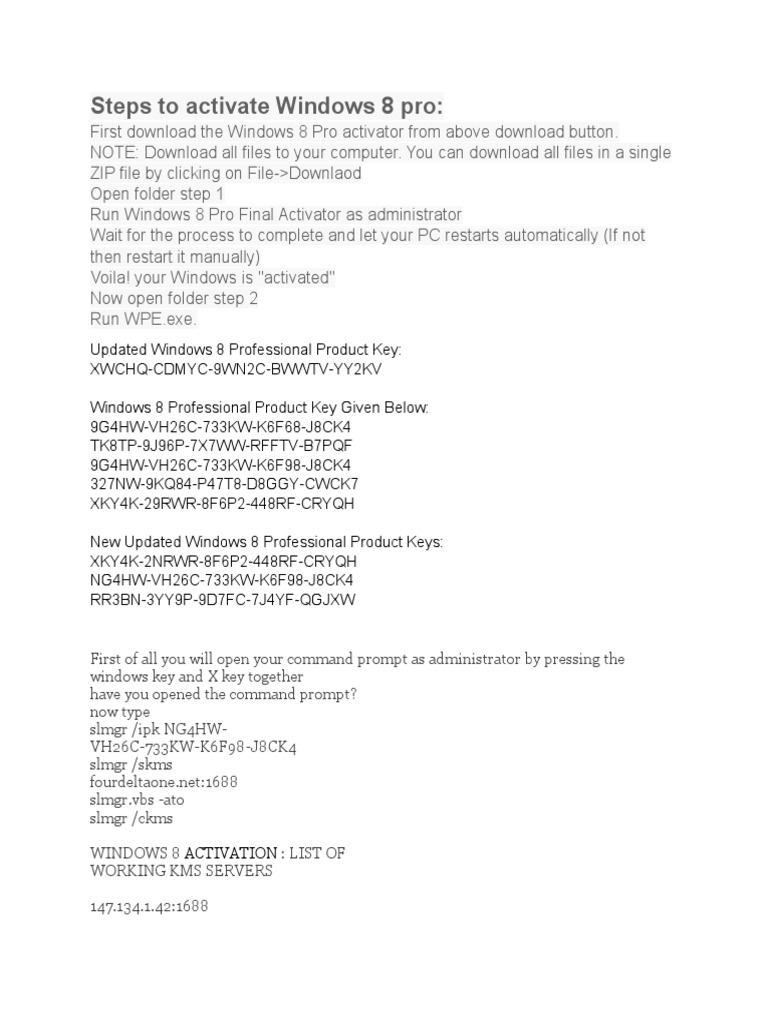Steps To Activate Windows 8 Pro | PDF | Windows 8 | Microsoft Windows