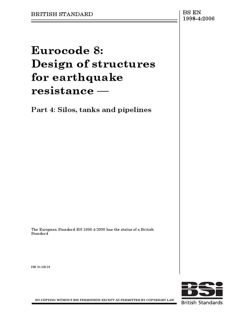 Eurocode 8 Design of Structure For Earthquake Resistance Part 4 Silos ...