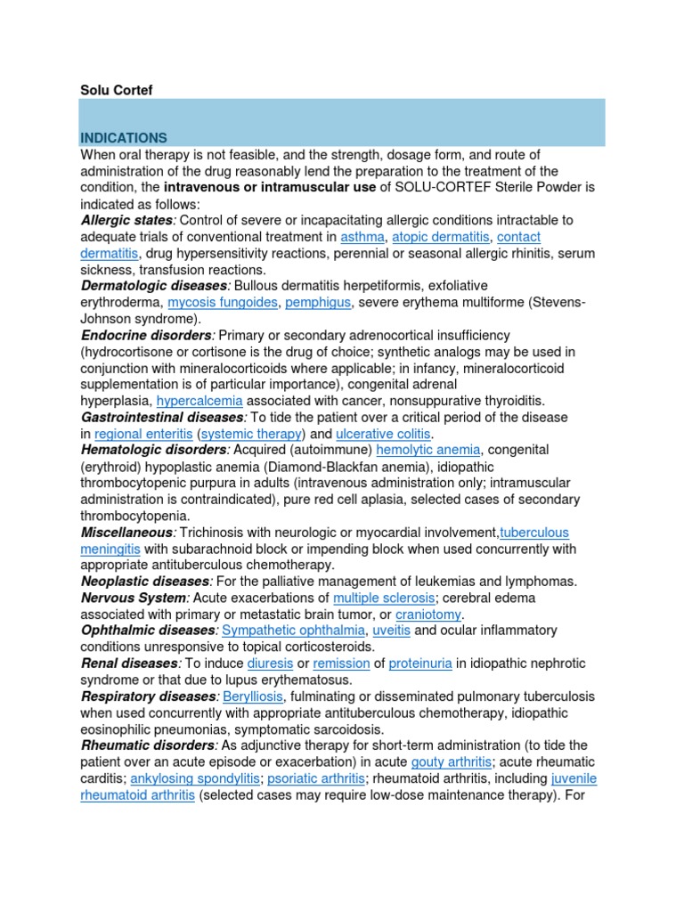 Solu Cortef | PDF | Clinical Medicine | Immunology