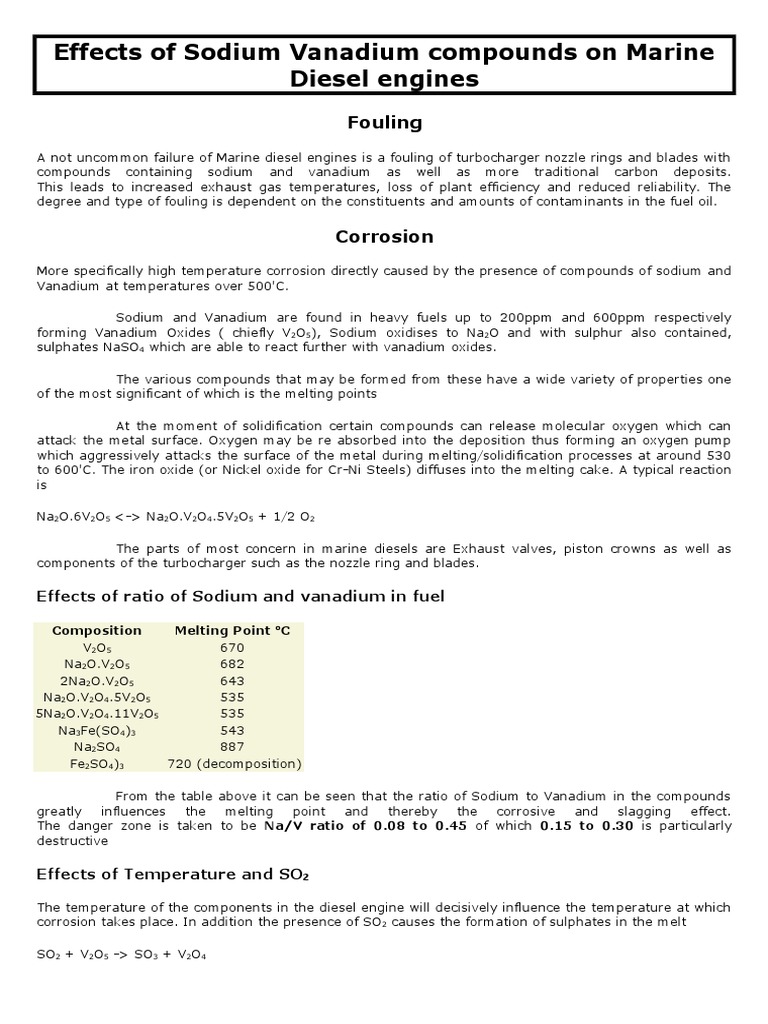 Sodium Vanadium Impact on Marine Engines | PDF | Chemical Substances ...