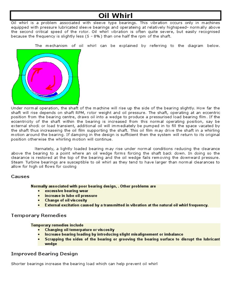 Oil Whirl | PDF | Bearing (Mechanical) | Machines