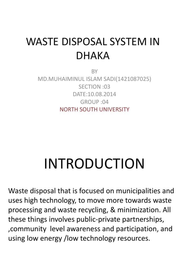 Waste Disposal System in Dhaka City (Prepared by Muhaiminul Islam Sadi ...