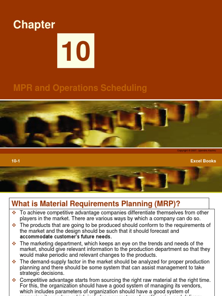 MPR and Operations Scheduling: Excel Books 10-1 | PDF | Operations ...