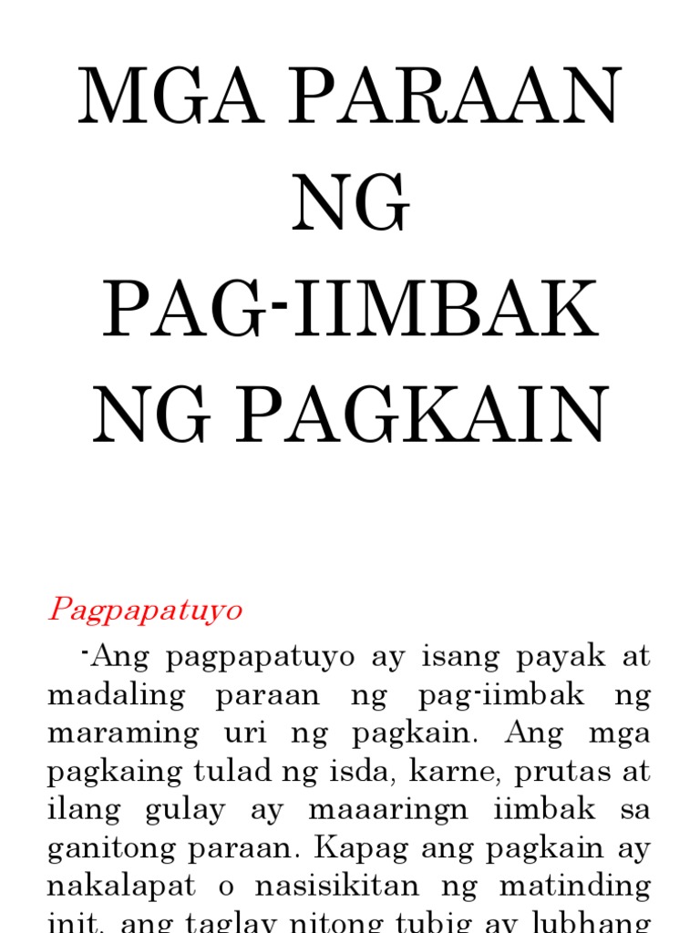 Mga Paraan NG Pag-Iimbak | PDF