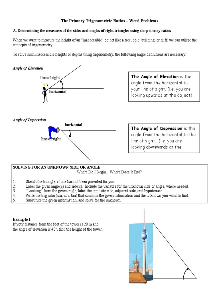 Trigonometry Word Problems | PDF | Trigonometry | Trigonometric Functions