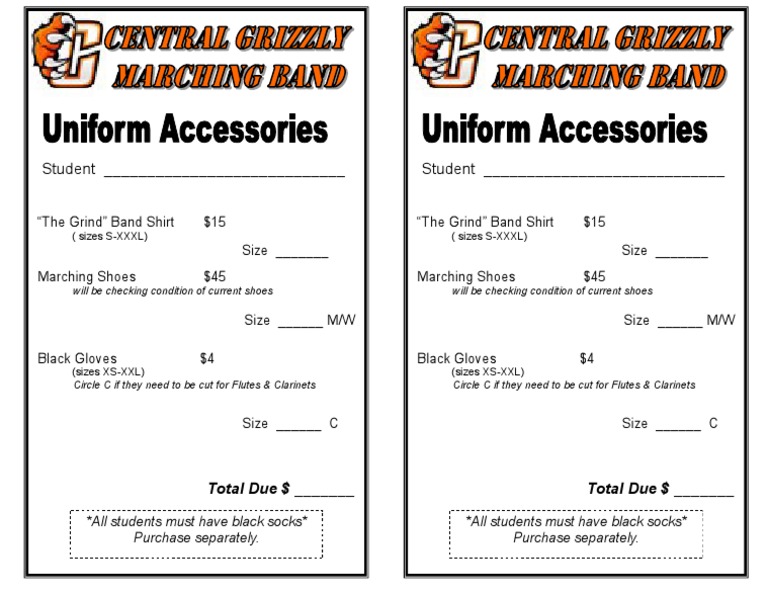 Band Merchandise Order Form | PDF