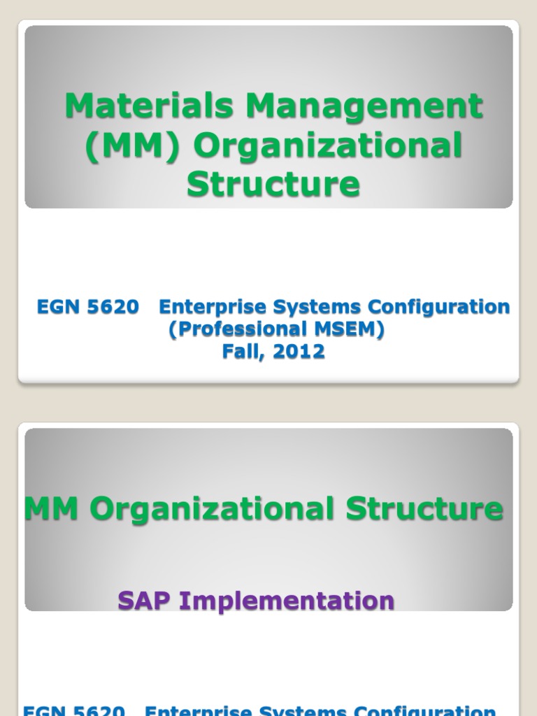 Materials Management (MM) Organizational Structure | PDF | Warehouse ...