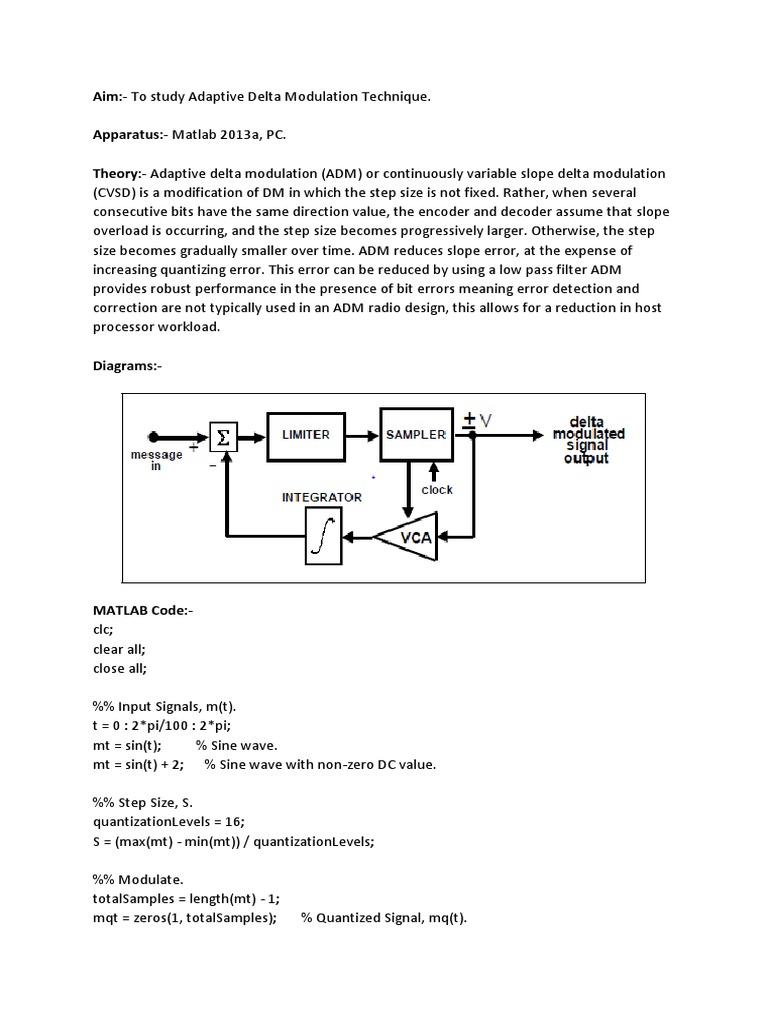 Adaptive Delta Modulation | PDF | Algorithms | Digital Signal Processing