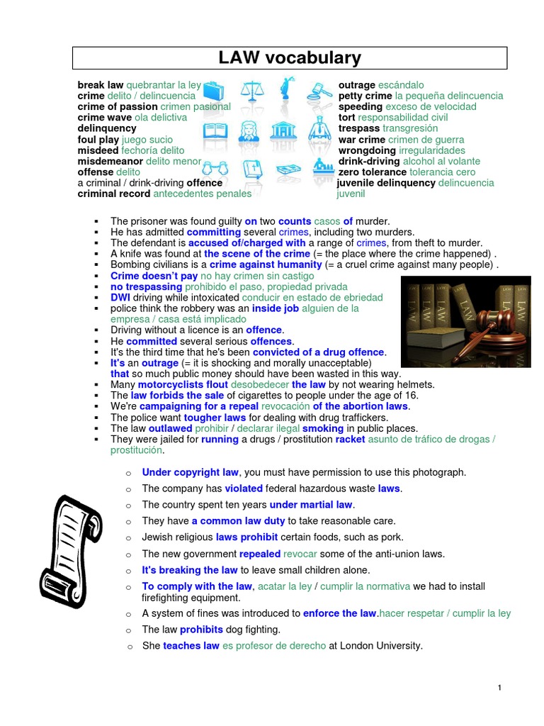 LAW Vocabulary: Crimes Crimes | PDF | Victimology | Crime & Violence