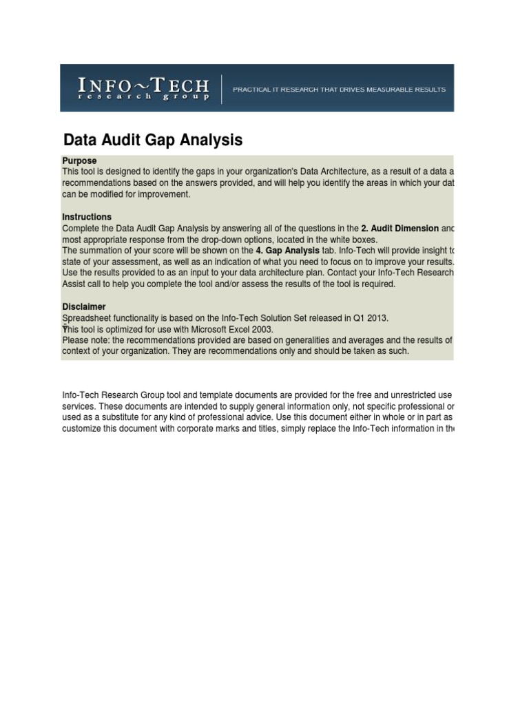 Data Audit Gap Analysis Tool | PDF | Regulatory Compliance ...