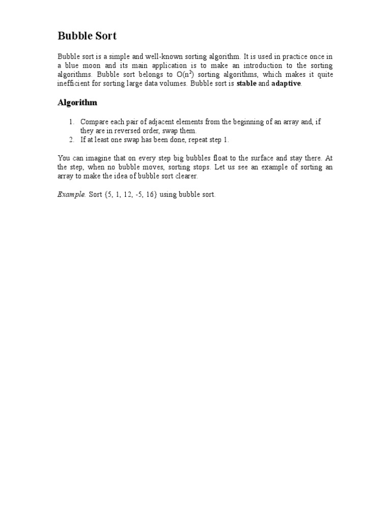 Bubble Sort | PDF | Boolean Data Type | Algorithms Bubble Sort | PDF | Boolean Data Type | Algorithms